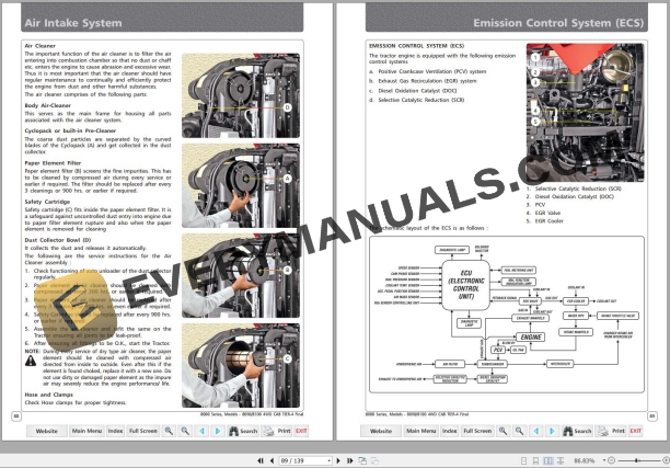 Mahindra Tractor 8000 Series 8090 8100 4WD Cabin Operator Manual