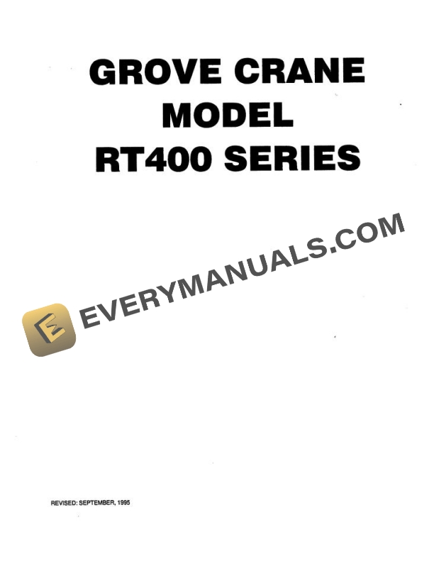 Grove RT400 Crane Operator, Service Manual