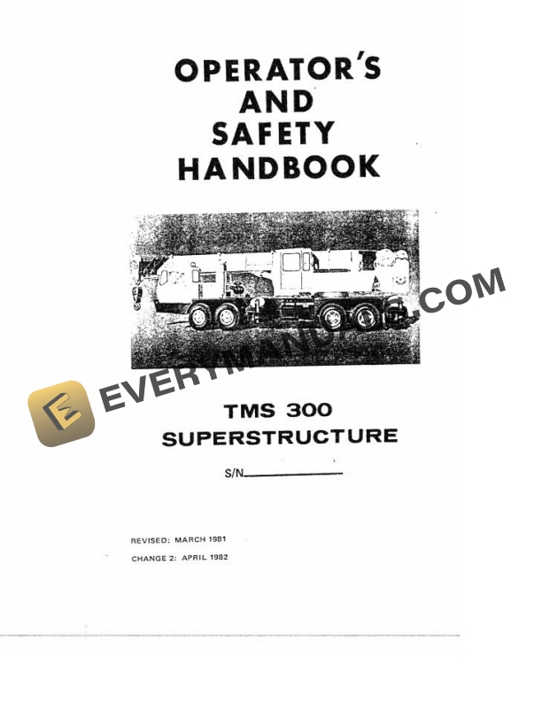 Grove TMS300 Crane Operators, Parts, Service Manual