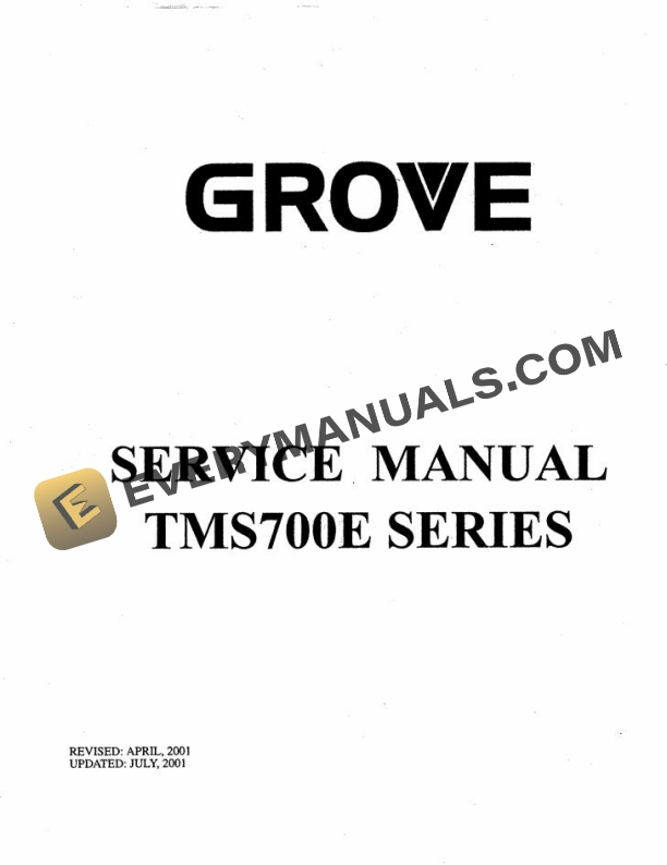 Grove TMS700E Crane Operators, Parts, Service Manual