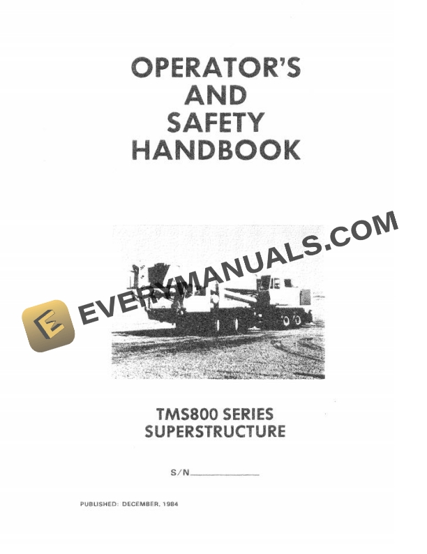 Grove TMS800 Crane Operator, Service Manual