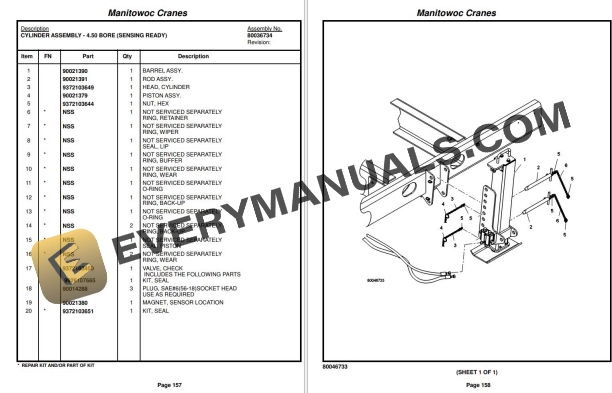 Grove YB4409 Crane Operators, Parts, Service Manual