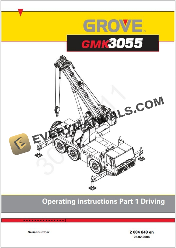 Grove GMK3055 Crane Shop Manuals, Diagrams