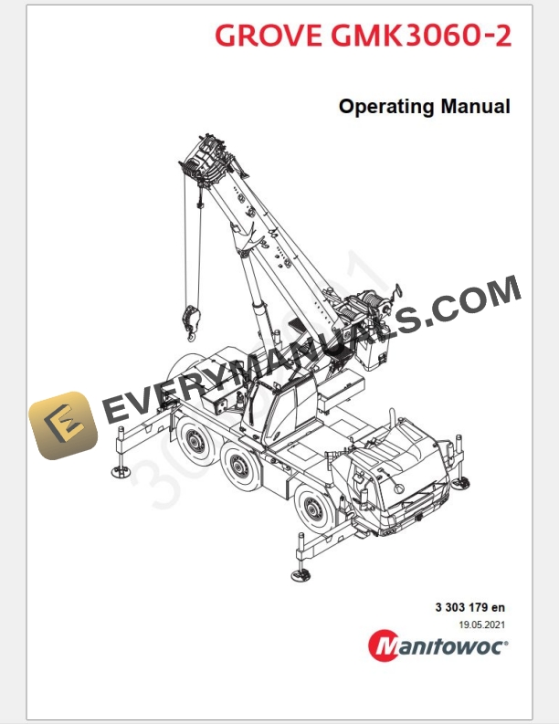 Grove GMK3060-2 Crane Operators, Parts Manual and Schematics 22 06 2021