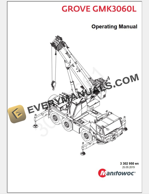 Grove GMK3060L Crane Operators, Parts Manual and Schematics