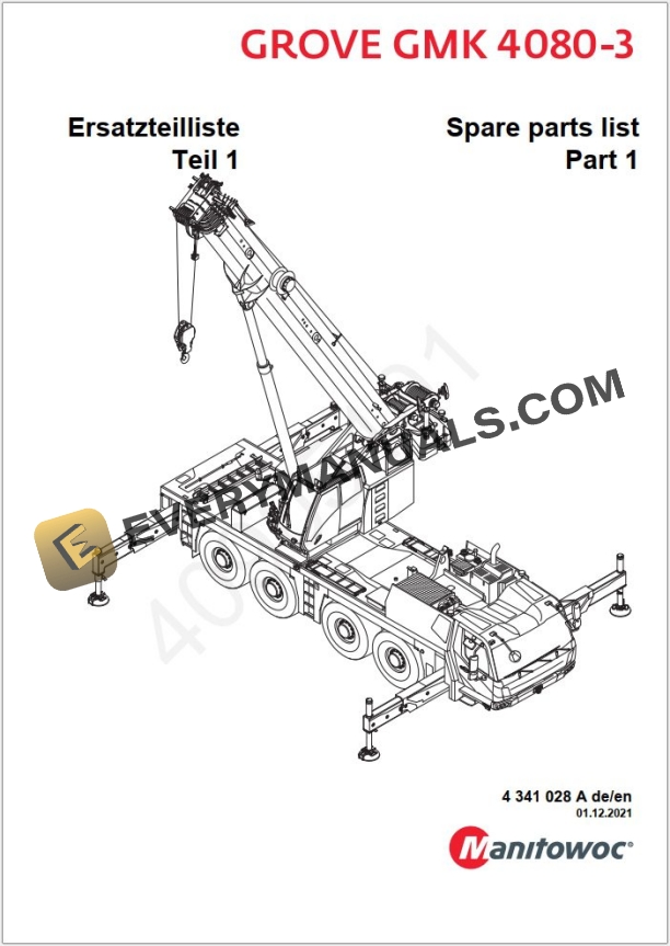Grove GMK4090-1 Crane Shop Manuals, Diagrams