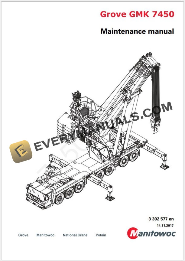 Grove GMK7450 Crane Operators, Parts Manual and Schematics 17 03 2017
