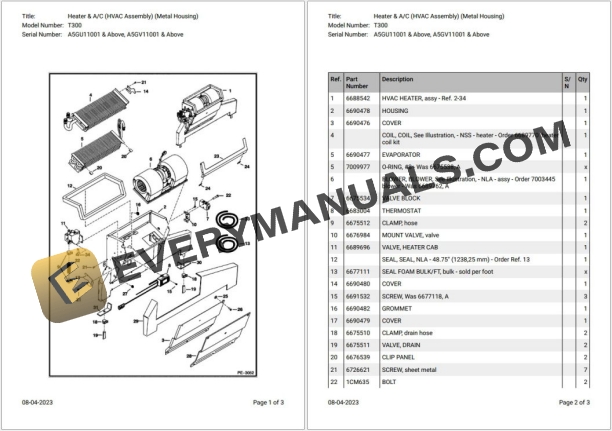 Bobcat T300 A5GU11001 & Above Parts Catalog
