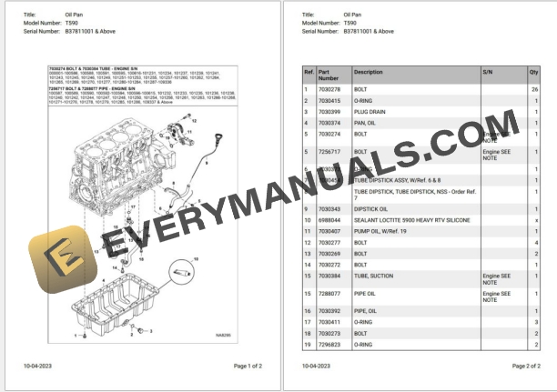Bobcat T590 B37811001 & Above Parts Catalog