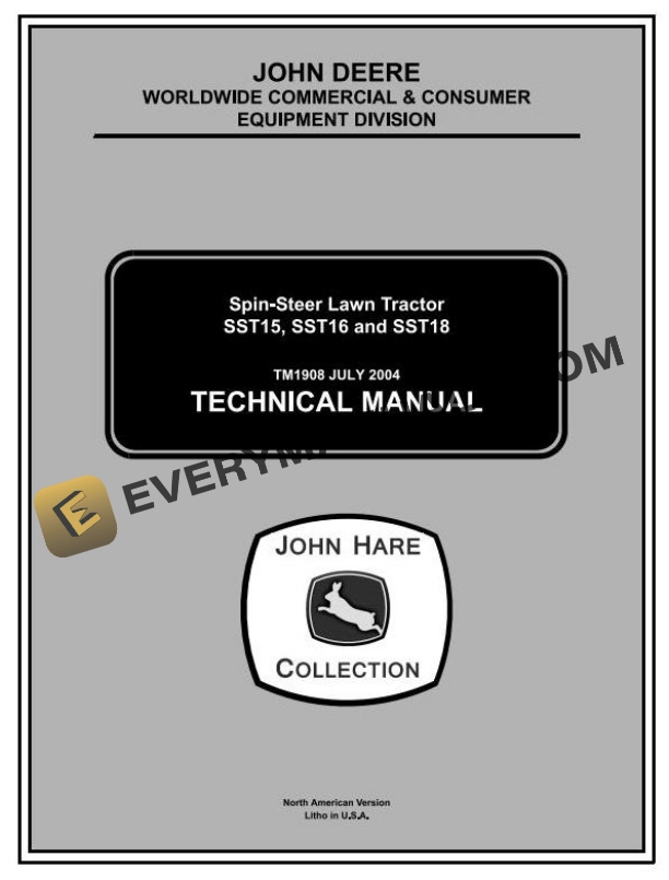 John Deere SST15 SST16 SST18 Spin-Steer Lawn Tractor Technical Manual ...