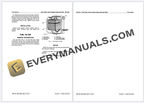 John Deere 2040 2240 Tractor Technical Manual TM1221 PDF