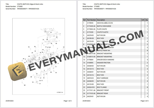 Bobcat ZT3000 999300200071 - 999300201626 Parts Catalog - everymanuals