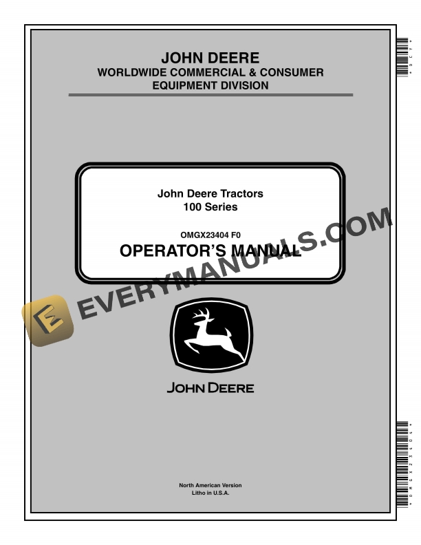 John Deere 100 Series Tractor Operator Manual OMGX23404