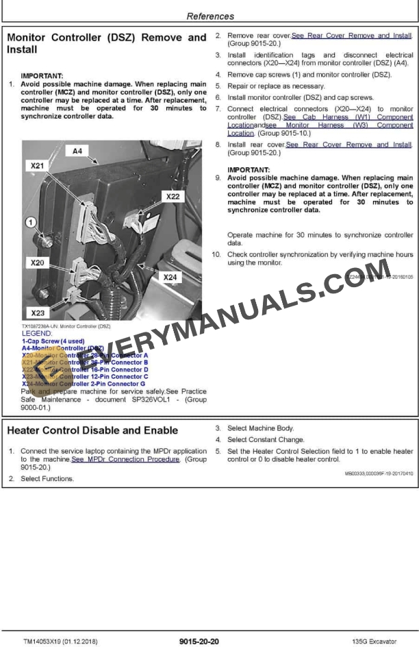 John Deere 135G Excavator Operation Test Technical Manual TM14053X19
