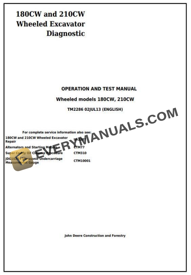 John Deere 180CW 210CW Wheeled Excavator Diagnostic Operation Test ...