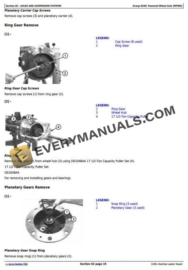 John Deere 310SL Backhoe Loader Repair Technical Manual TM13298X19