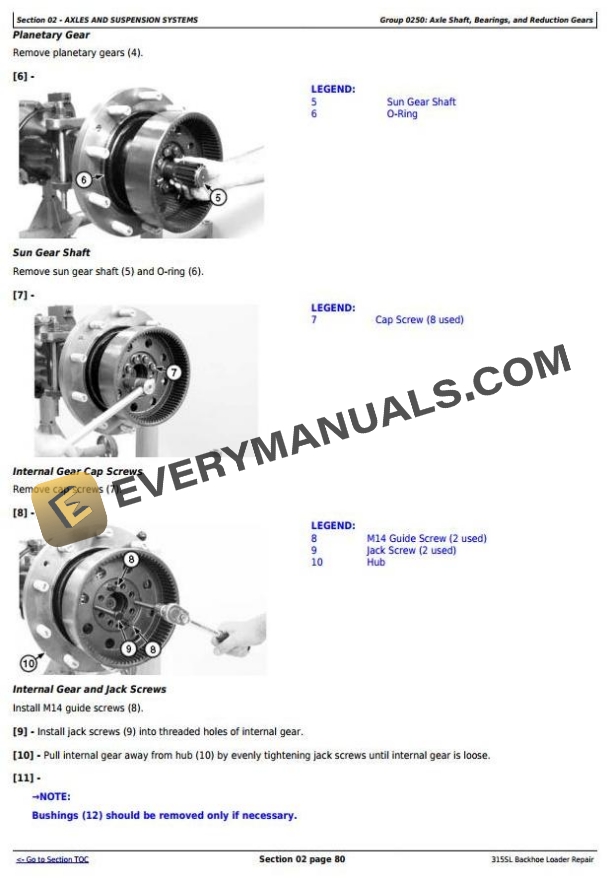 John Deere 315SL Backhoe Loader Repair Technical Manual TM13302X19