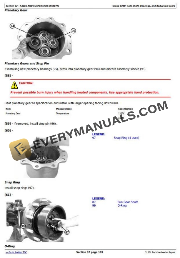 John Deere 315SL Backhoe Loader Repair Technical Manual TM13304X19