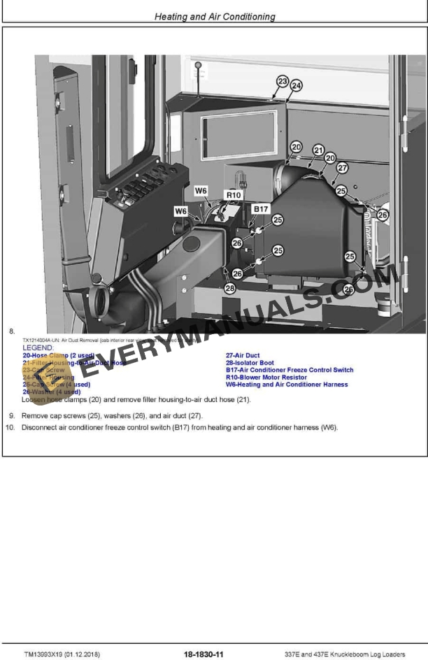John Deere 337E 437E Knuckleboom Log Loader Repair Manual TM13993X19