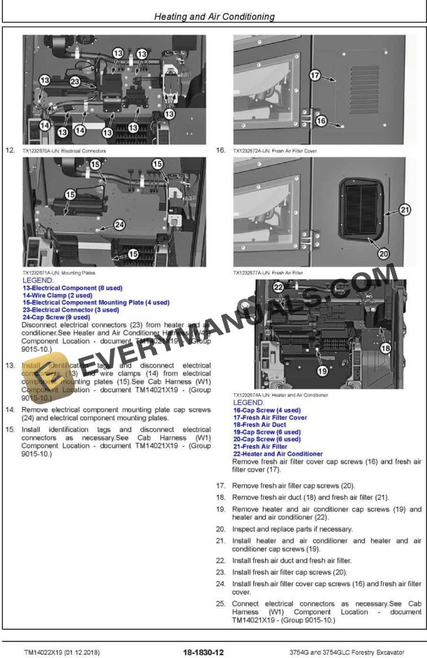 John Deere 3754G 3754GLC Forestry Excavator Repair Technical Manual ...