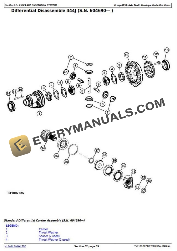 John Deere 444J 544J 624J 4WD Loader Repair Technical Manual TM2136