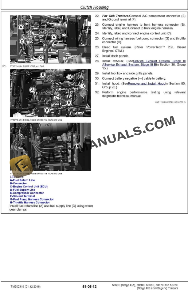 John Deere 5050E 5050E 5058E 5067E 5075E Tractor Repair Technical ...
