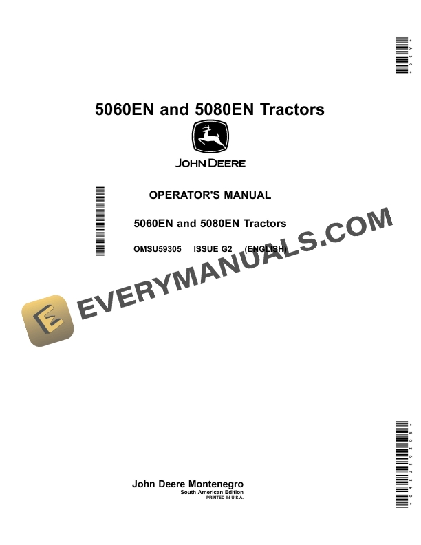 John Deere 5060en And 5080en Tractors Operator Manuals OMSU59305