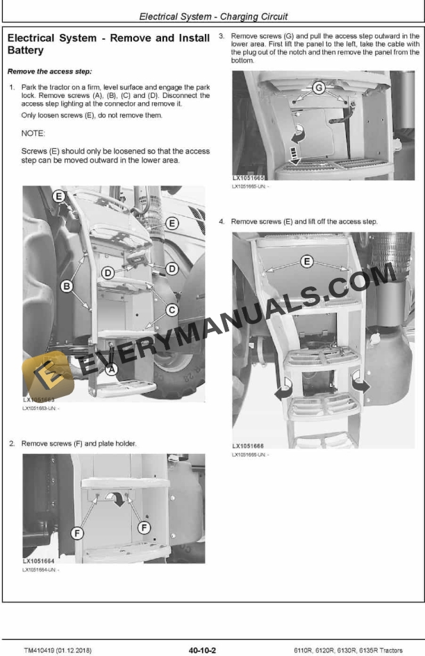 John Deere 6110R 6120R 6130R 6135R Tractor Repair Technical Manual TM410419