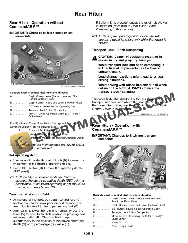 John Deere 6110R, 6120R and 6130R Tractor Operator Manual OMAL225932
