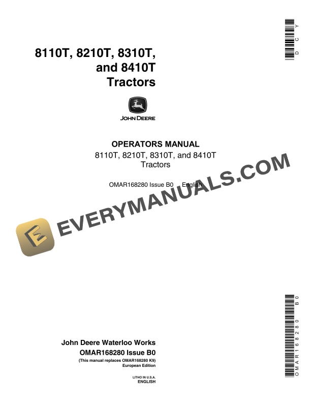 John Deere 8110t, 8210t, 8310t, And 8410t Tractors Operator Manuals ...