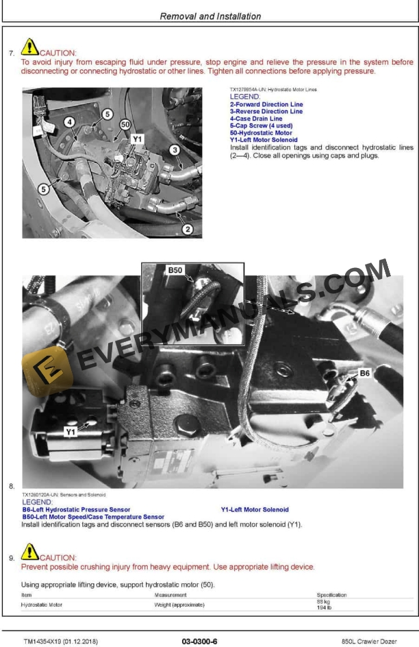 John Deere 850L Crawler Dozer Repair Technical Manual TM14354X19