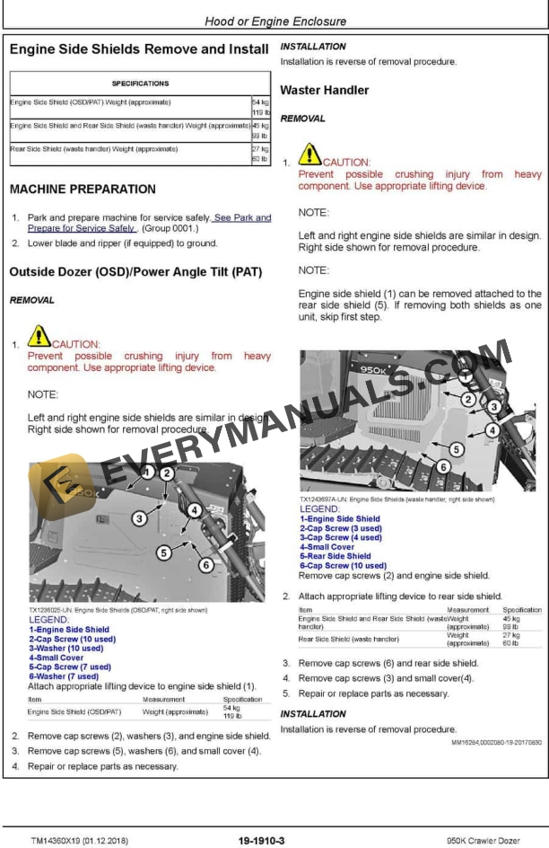 John Deere 950K Crawler Dozer Repair Technical Manual TM14360X19