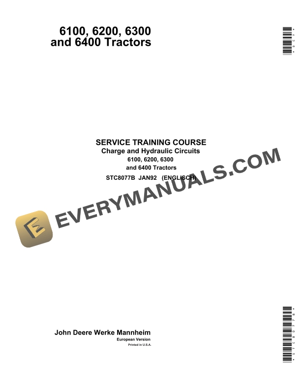 John Deere Charge And Hydraulic Circuits 6100, 6200, 6300 And 6400 ...