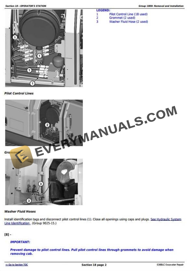 John Deere E300LC Excavator Repair Technical Manual TM13105X19