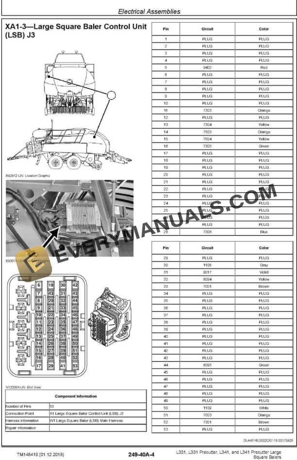 John Deere L331 L341 Precutter Large Square Balers Repair Technical ...