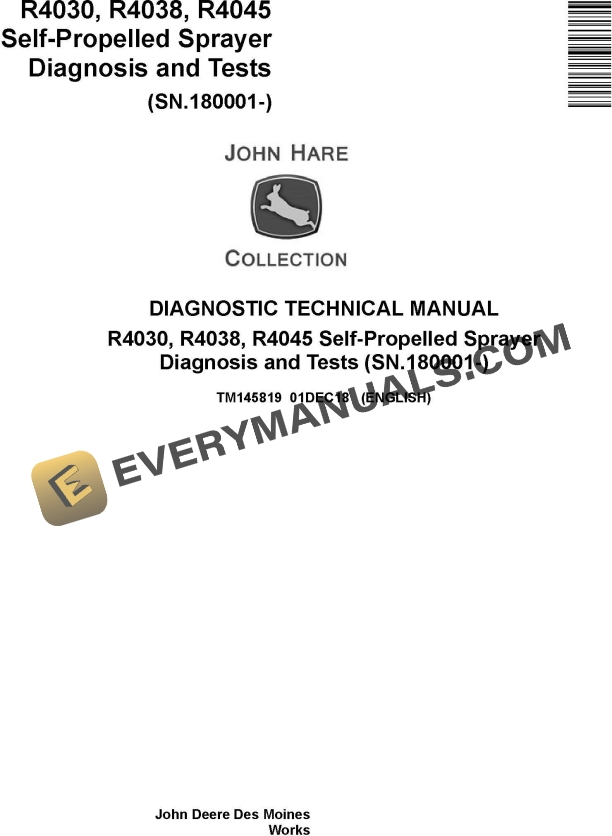 John Deere R4030 R4038 R4045 Self-Propelled Sprayer Diagnostic Test ...