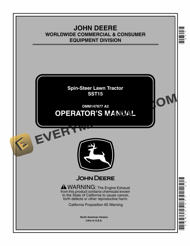 John Deere SST15 Tractor Operator Manual OMM147677