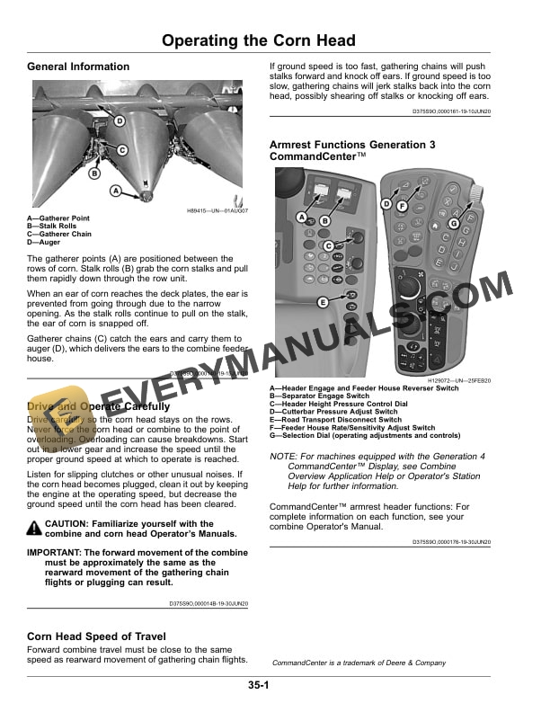 John Deere C12F, C16F, C18F Folding Corn Heads Operator Manual OMDXE12064