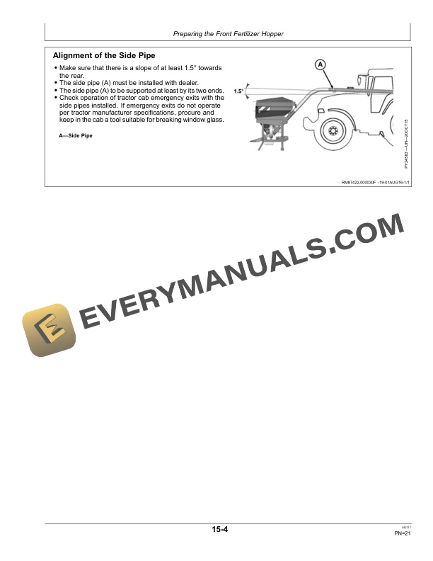 John Deere FT180 Front Fertilizer Hopper Operator Manual OM5SY3001