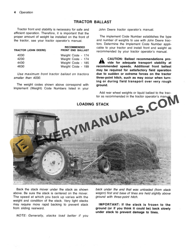 John Deere 100 STACK MOVER Operator Manual OMN159396