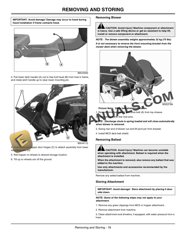 John Deere 13-Bushel Dump From Seat Material Collection System Operator ...