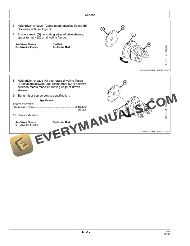 John Deere 14 Foot 16 Foot 18 Foot Hay Conditioner With 896 Auger Platform Operator Manual ...