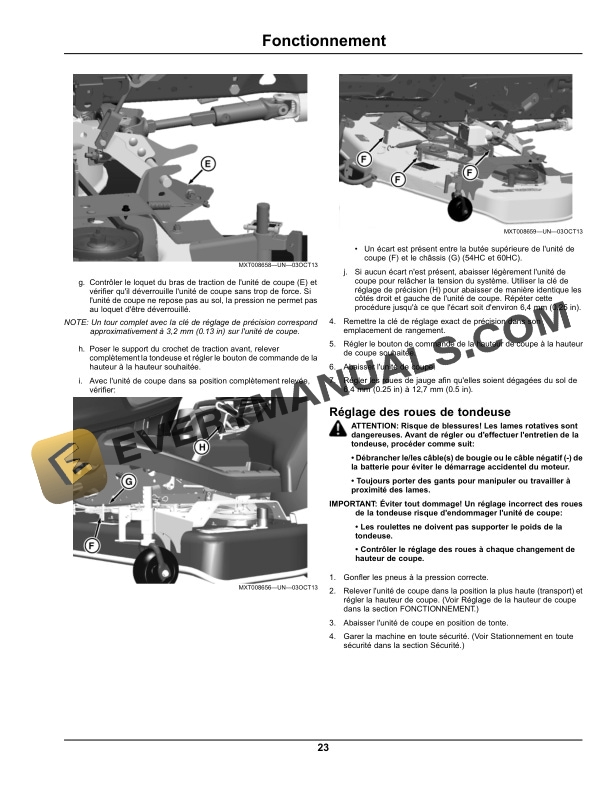 John Deere 54 and 60 Inch High Capacity X700 Mower Decks Operator ...