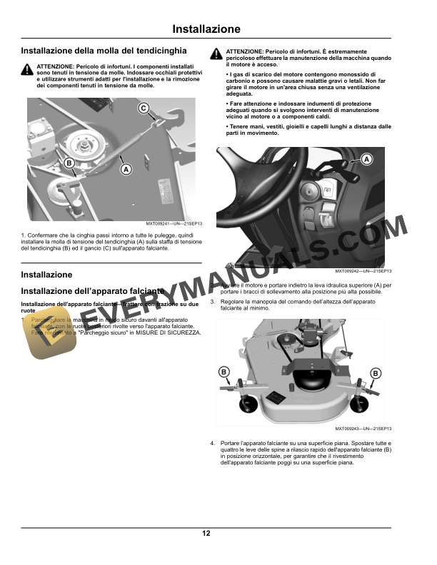 John Deere 54 and 60 Inch High Capacity X700 Mower Decks Operator ...