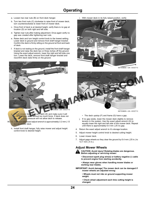 John Deere 54 and 60 In. High Capacity X700 Mower Decks Operator Manual ...