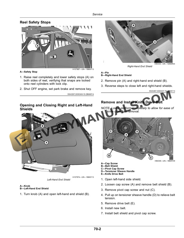 John Deere 620F, 622F, 625F, 630F, and 635F Cutting Platform Operator ...