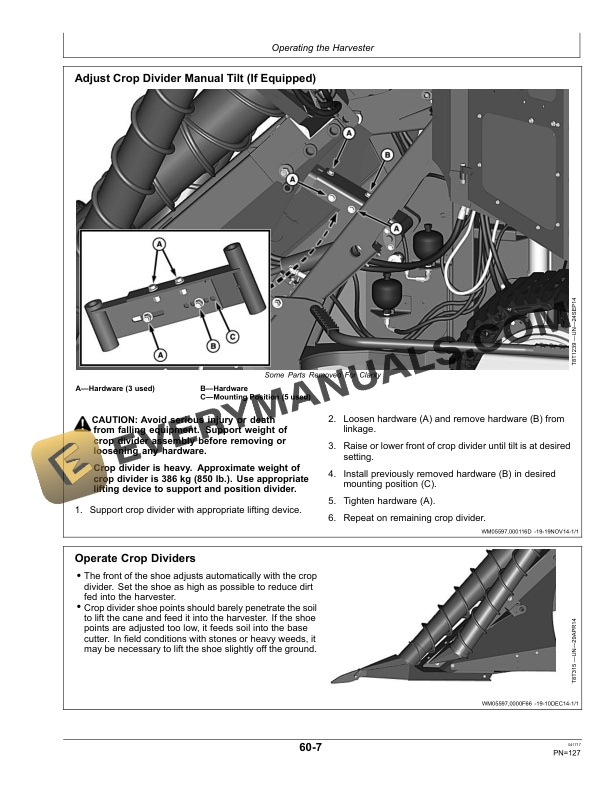 John Deere CH570 and CH670 Sugar Cane Harvesters Operator Manual OMCXT20713