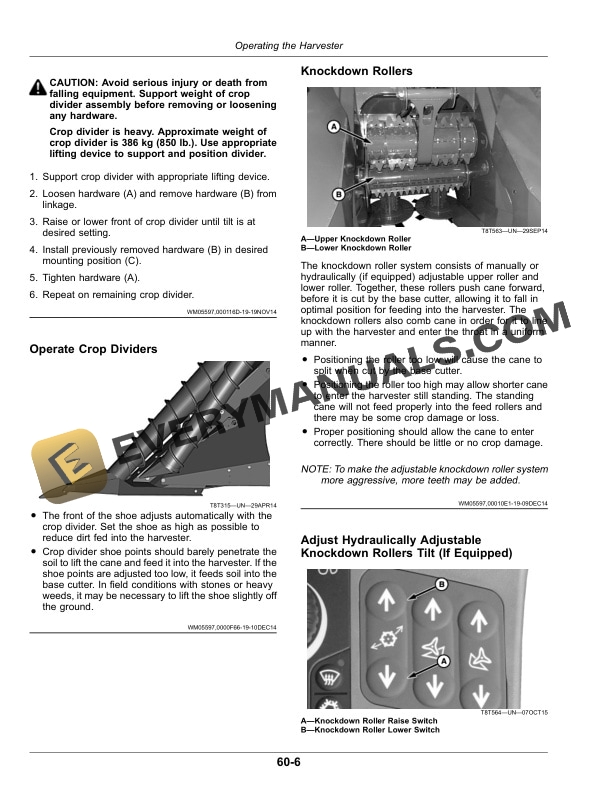 John Deere CH570 and CH670 Sugar Cane Harvesters Operator Manual OMCXT27037