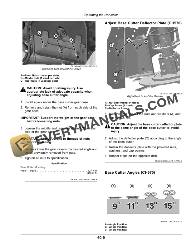 John Deere CH570 and CH670 Sugar Cane Harvesters Operator Manual OMCXT32363
