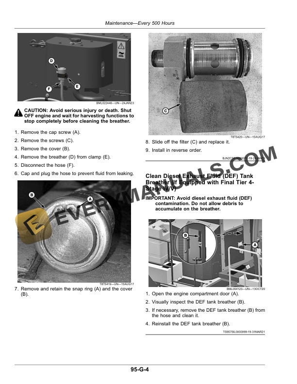 John Deere CH950 and CH960 Sugar Cane Harvesters Operator Manual OMCXT31169
